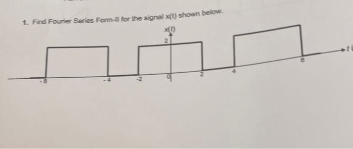 Solved 1. Find Fourier Series Form-ll for the signal x(t) | Chegg.com
