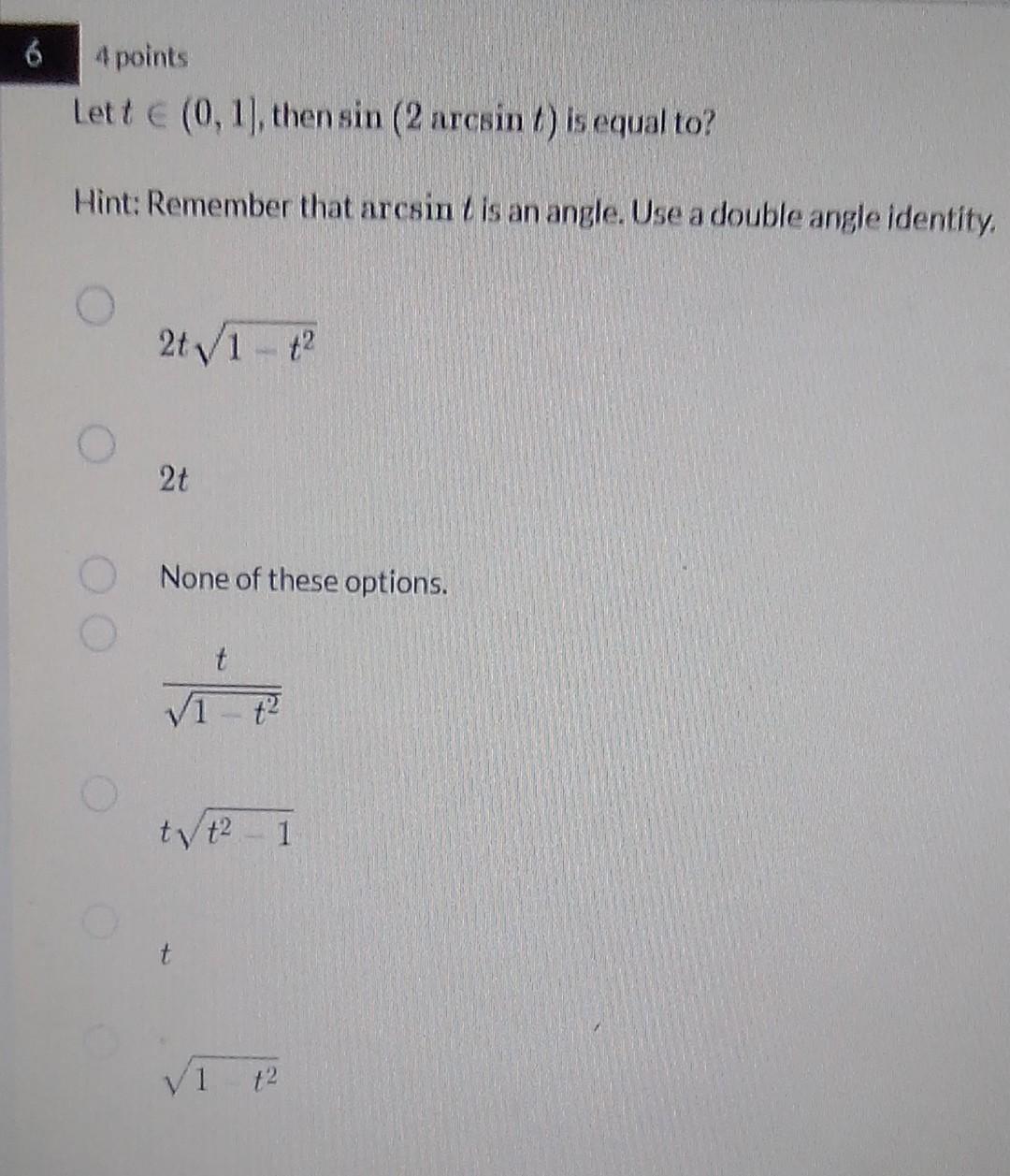 Solved 9 4 points Let 8 = arccos (-+) and o = arccos (t) | Chegg.com