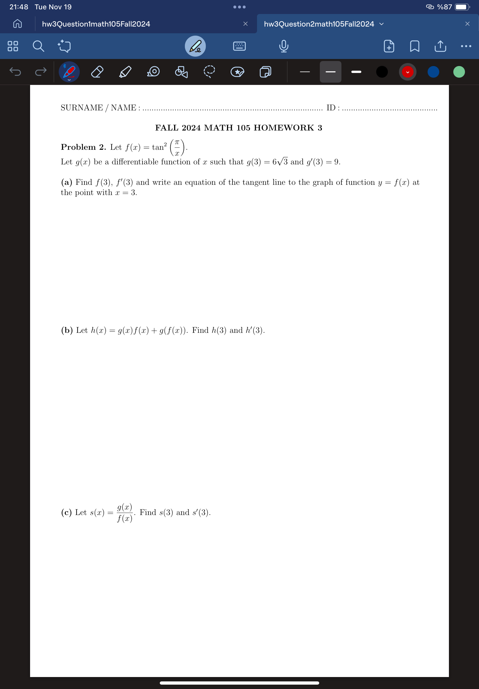 Solved by an EXPERT FALL 2024 ﻿MATH 105 ﻿HOMEWORK 3Problem 2. ﻿Let | Chegg.com