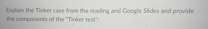 Solved Explain the Tinker case from the reading and Google | Chegg.com