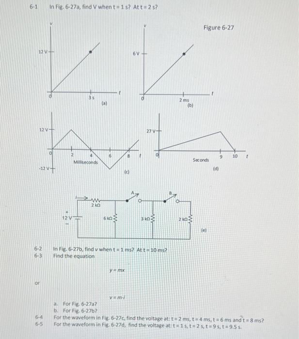 Solved 6-1 In Fig. 6-27a, find V when t=1 s? At t=2s ? 6−27 | Chegg.com