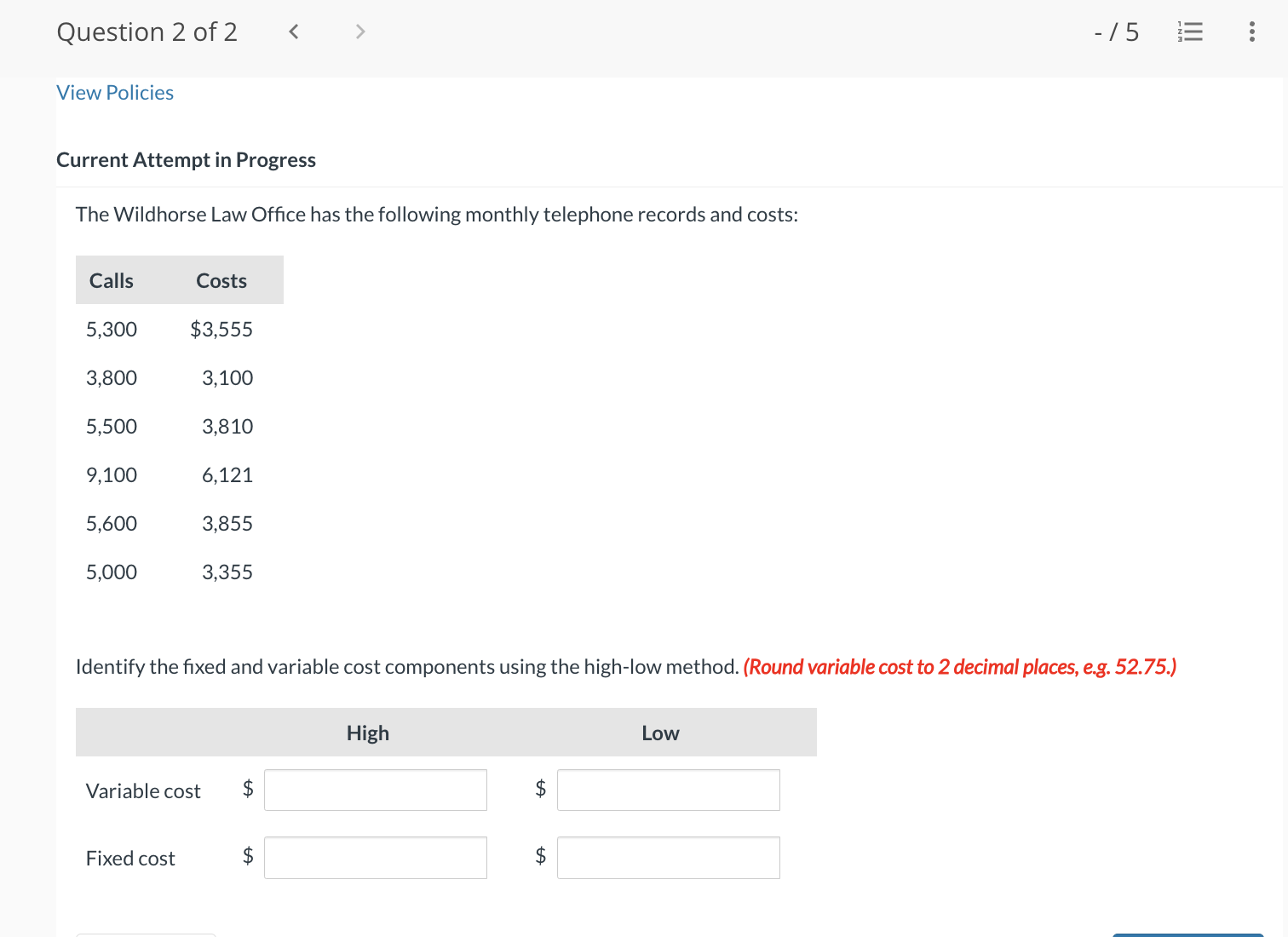 Solved View PoliciesCurrent Attempt in ProgressThe Wildhorse | Chegg.com