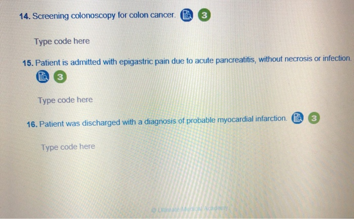 Solved 14. Screening colonoscopy for colon cancer. 3 Type | Chegg.com