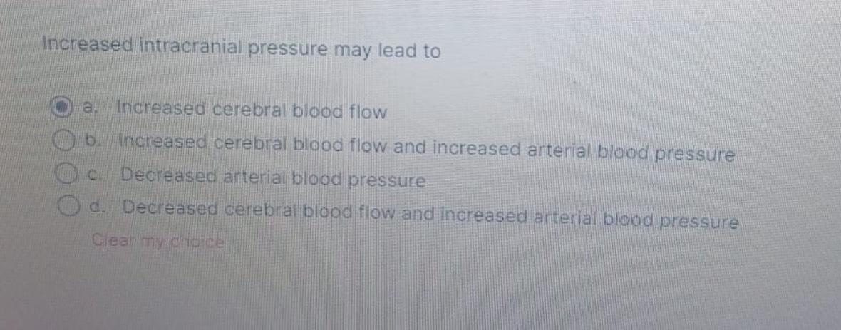 Solved Increased intracranial pressure may lead toa. | Chegg.com