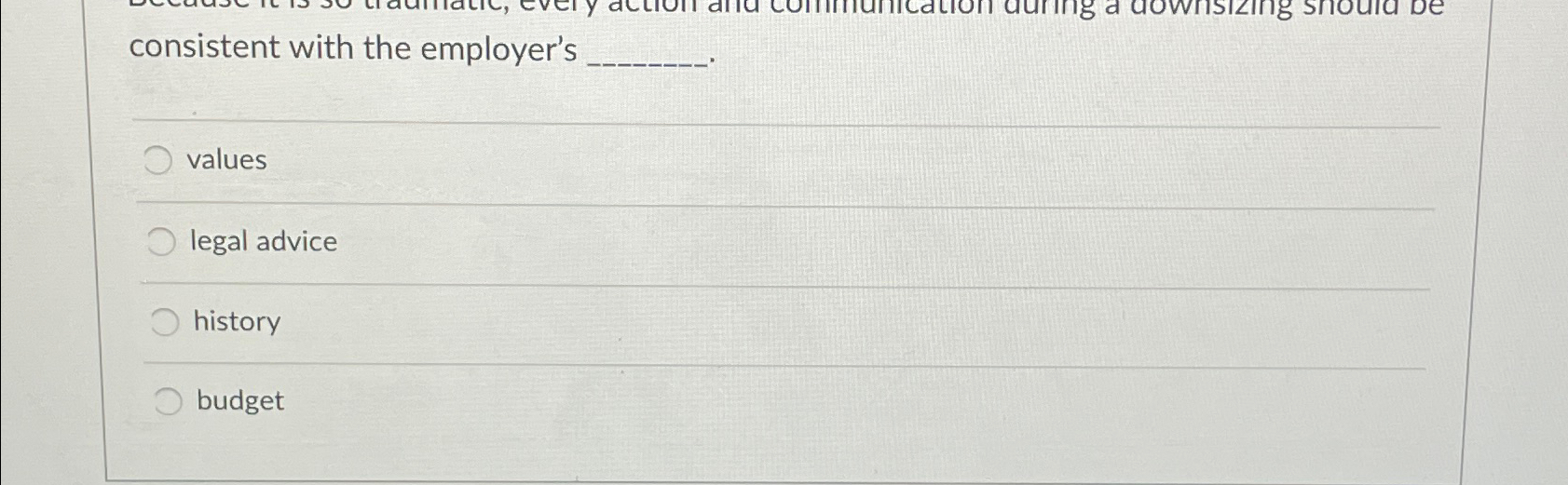 Solved consistent with the employer'svalueslegal | Chegg.com