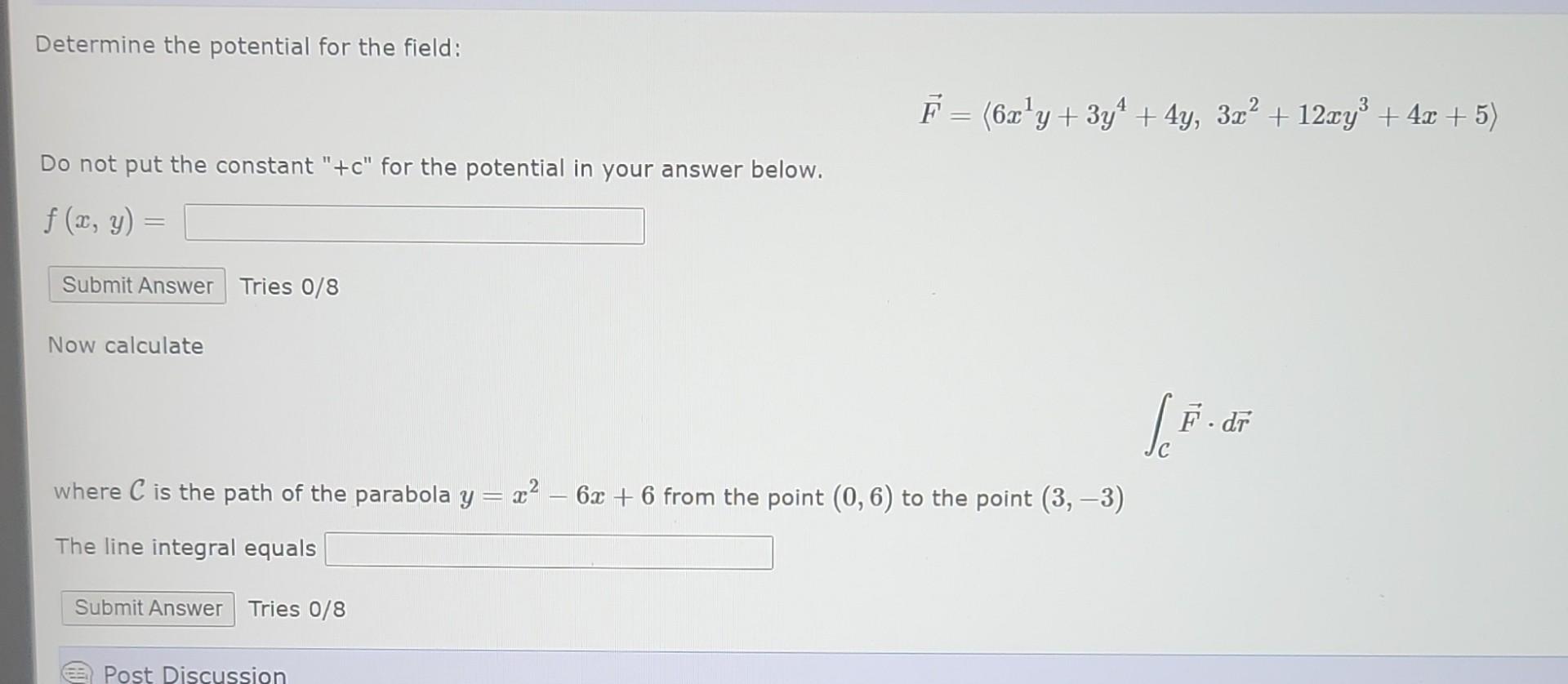 Solved Determine the potential for the field: | Chegg.com