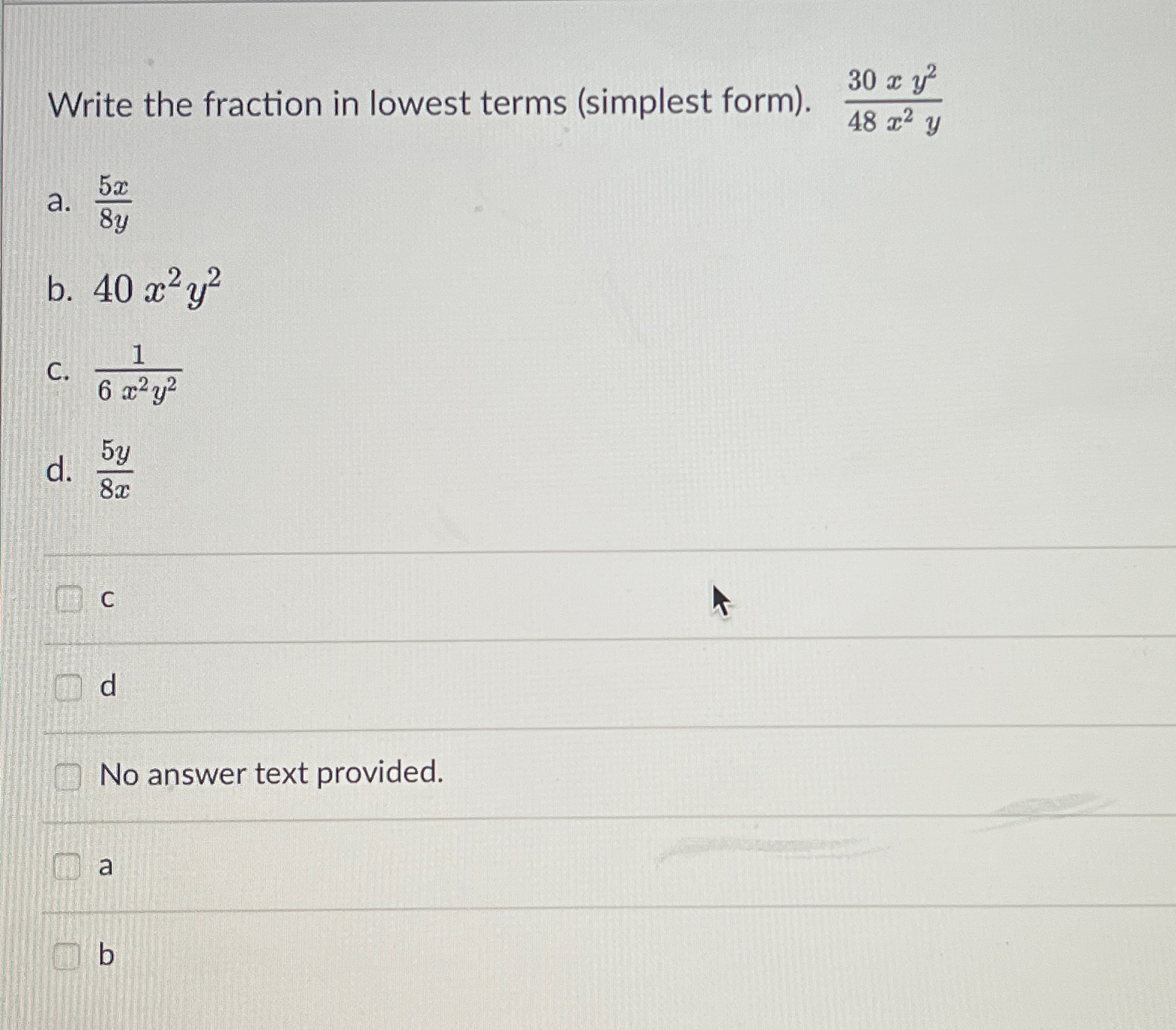 Solved Write the fraction in lowest terms (simplest | Chegg.com