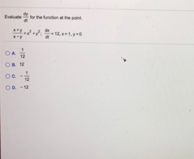 Solved Evaluate for the function at the point. **1, 0 - Bin | Chegg.com