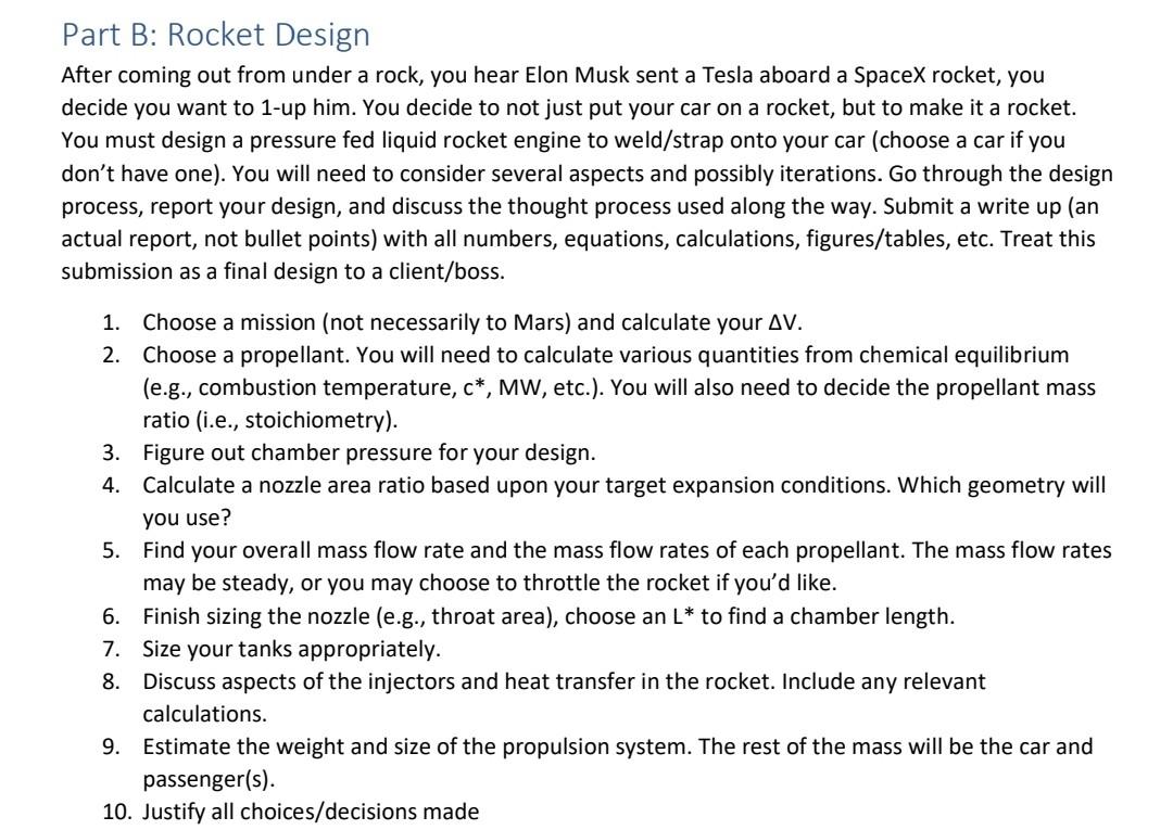 Solved Part B: Rocket Design After coming out from under a | Chegg.com