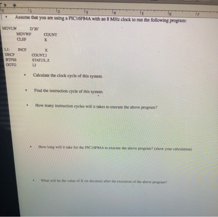 mm Assume that you are using a PIC16F84A with an 8 | Chegg.com