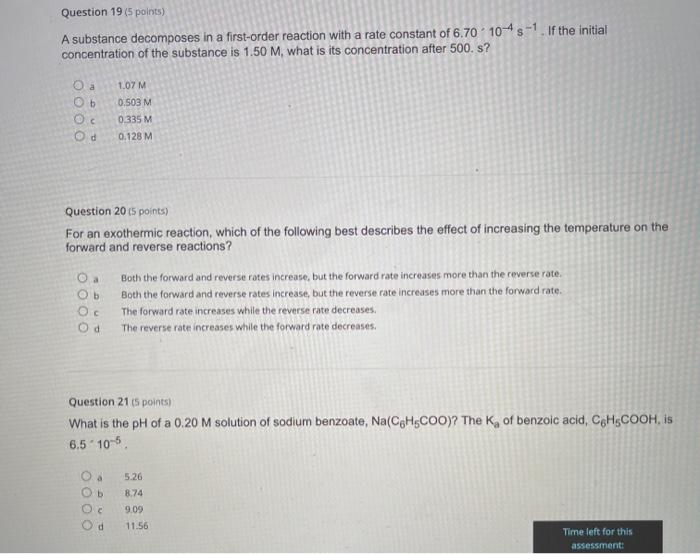 Solved Question 19 (5 points) A substance decomposes in a | Chegg.com