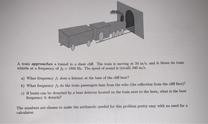 Solved A train approaches a tunnel in a sheer cliff. The | Chegg.com