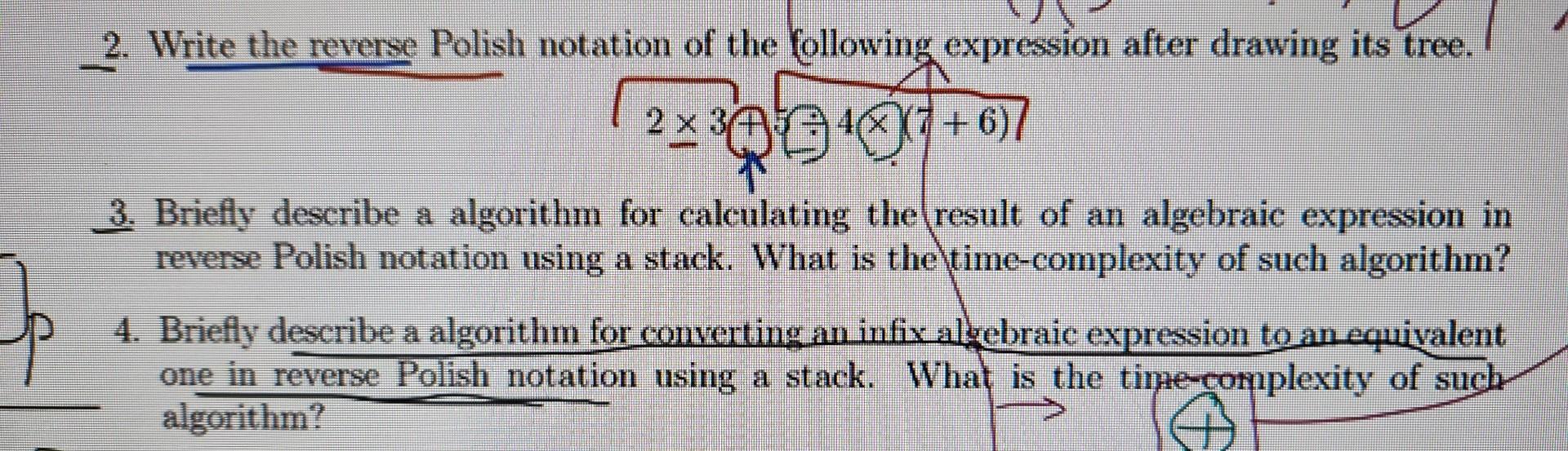 Solved 2. Write the reverse Polish notation of the following | Chegg.com