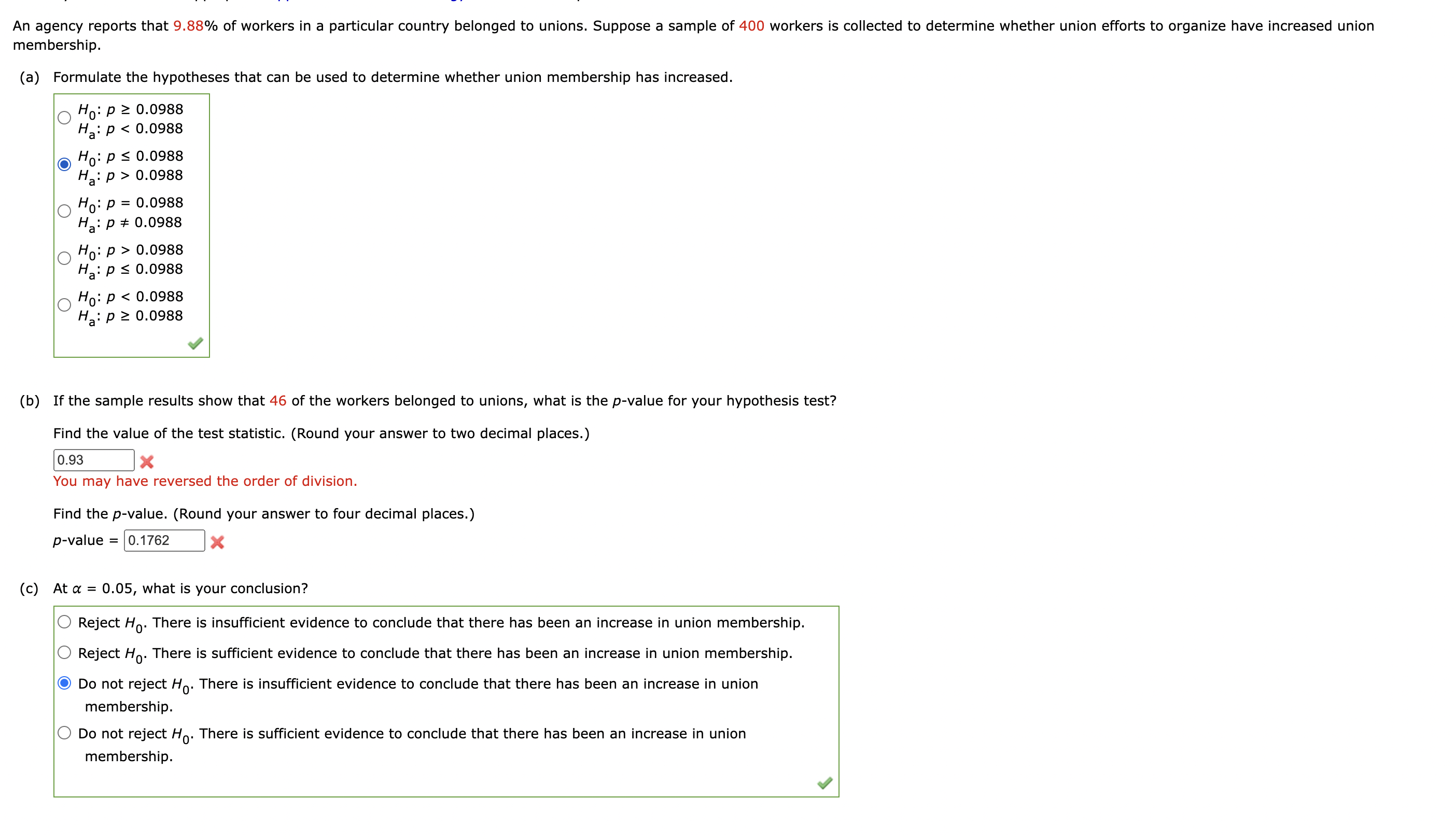 Solved membership.(a) ﻿Formulate the hypotheses that can be | Chegg.com