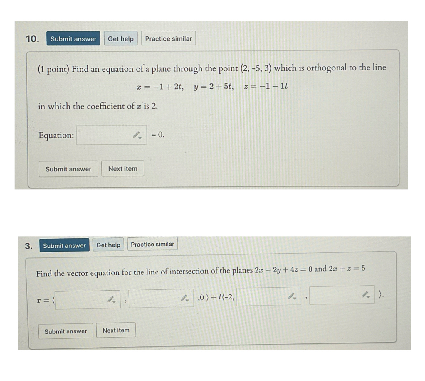 Solved Find the vector equation for the line of intersection | Chegg.com | Chegg.com