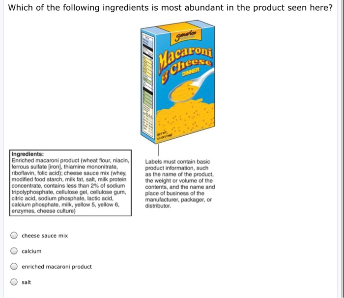 Solved Which of the following ingredients is most abundant | Chegg.com