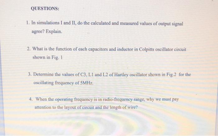 Solved Simulation II: Hartley Oscillators Figure L:Hartley | Chegg.com