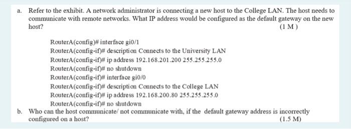 a. Refer to the exhibit. A network administrator is | Chegg.com