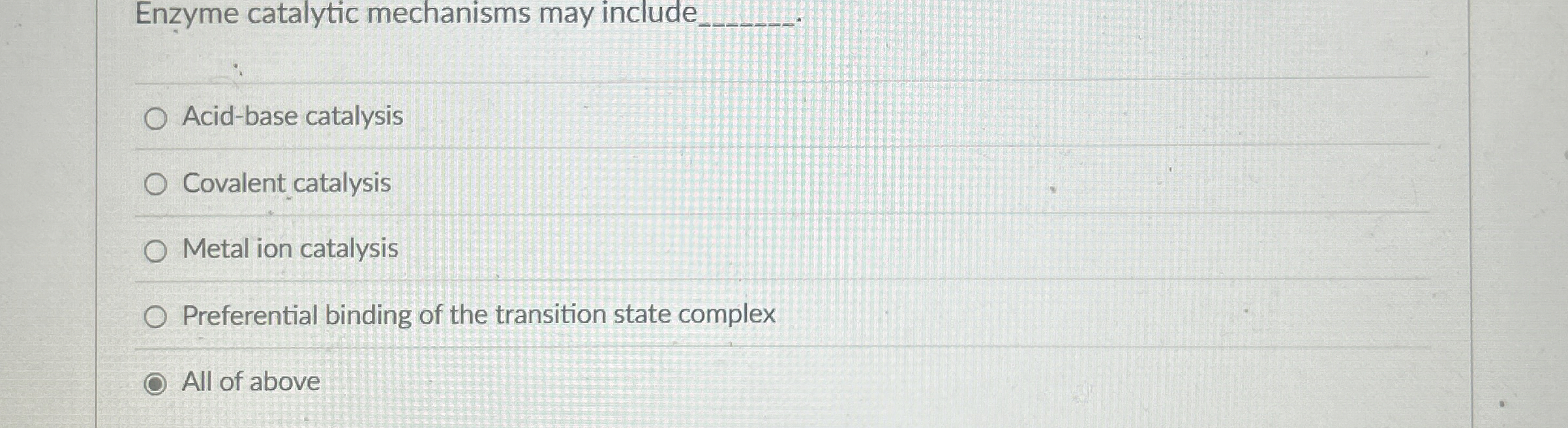 Solved Enzyme catalytic mechanisms may include q,Acid-base | Chegg.com