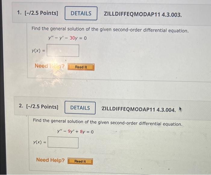 Solved Find the general solution of the given second-order | Chegg.com