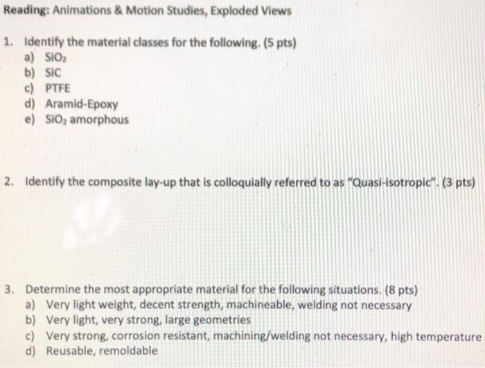 Solved Reading: Animations & Motion Studies, Exploded Views | Chegg.com