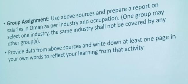 Solved - Group Assignment: Use above sources and prepare a | Chegg.com