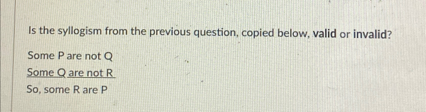 Solved Is the syllogism from the previous question, copied | Chegg.com