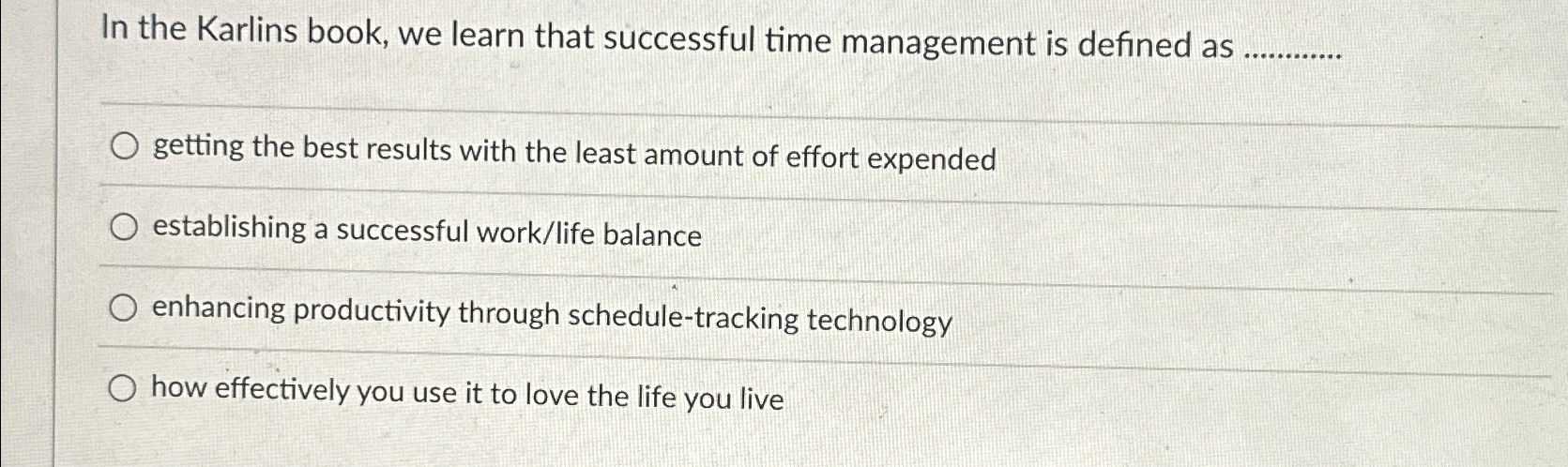 Solved In the Karlins book, we learn that successful time | Chegg.com