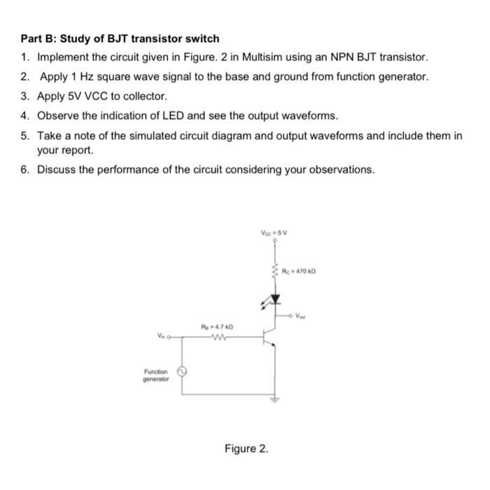 Solved Part B: Study of BJT transistor switch 1. Implement | Chegg.com