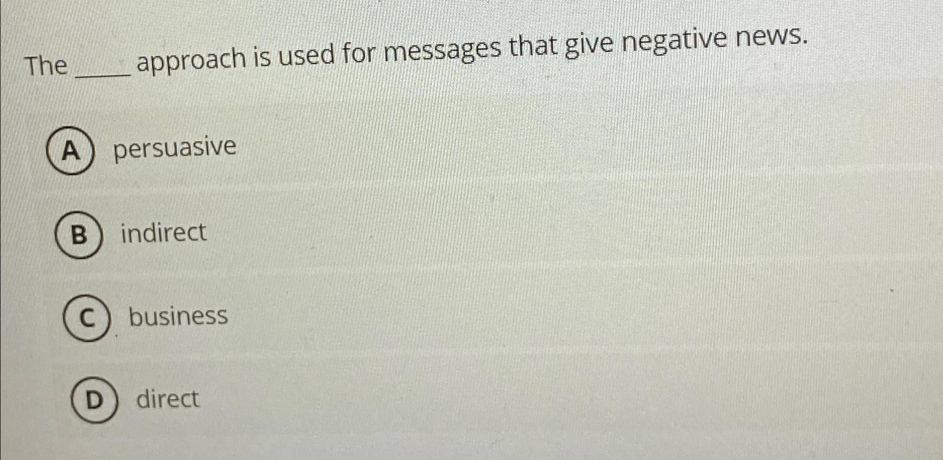 Solved The approach is used for messages that give negative | Chegg.com