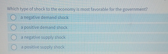 Solved Which type of shock to the economy is most favorable | Chegg.com