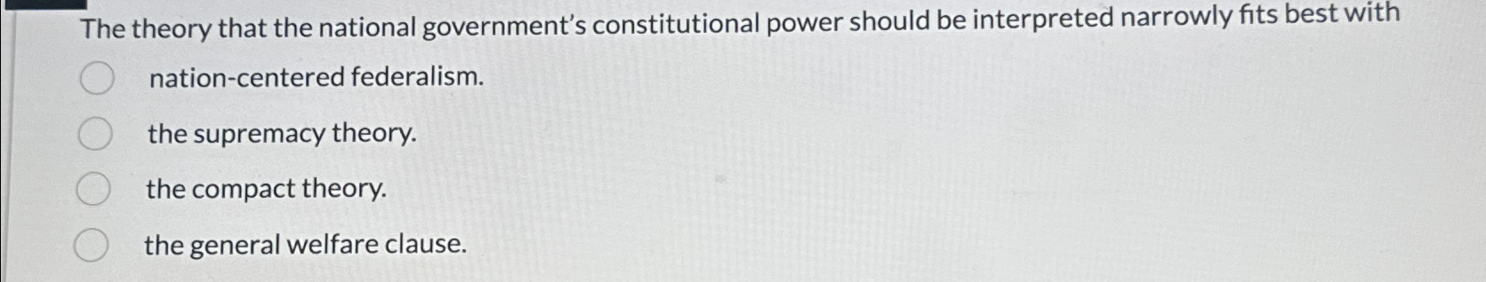 Solved The theory that the national government's | Chegg.com