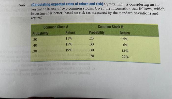 Solved 7-5. (Computing rates of return) From the following | Chegg.com