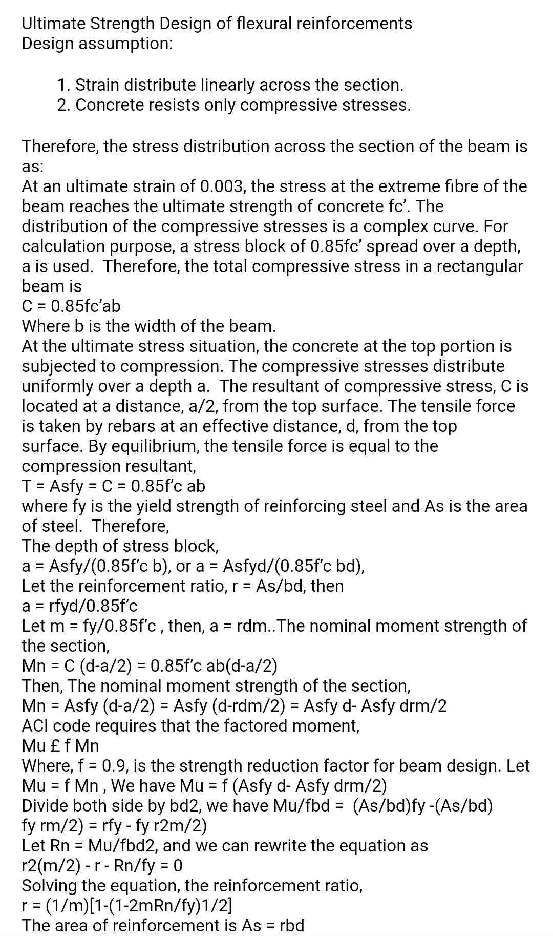 Solved Ultimate Strength Design of flexural reinforcements | Chegg.com