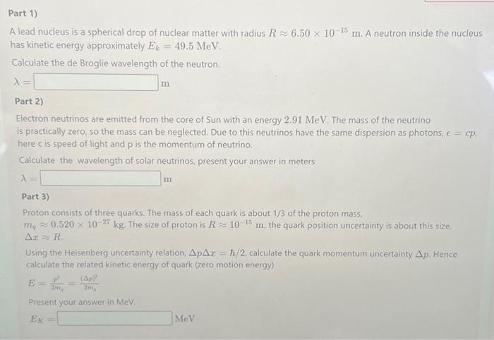 Solved A lead nucleus is a spherical drop of nuclear matter | Chegg.com