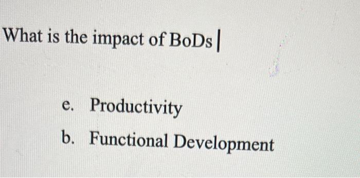 Solved What is the impact of BoDs e. Productivity b. | Chegg.com