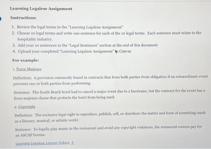 Solved Instructions: 1. Review the legal terms in the | Chegg.com