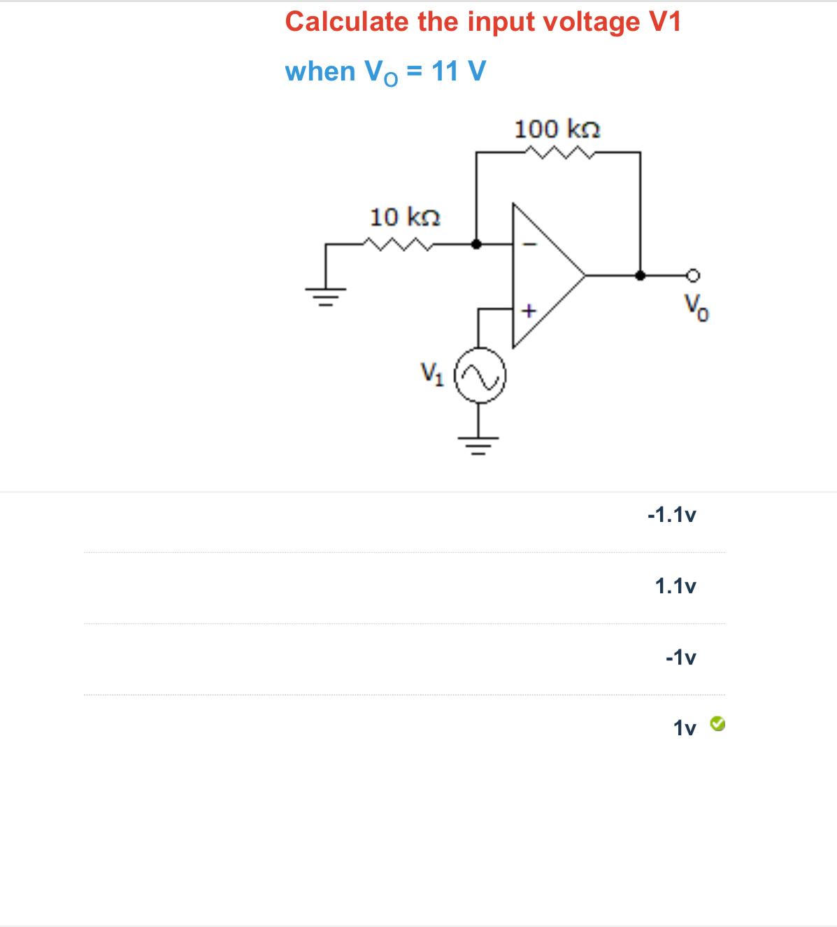 Solved Calculate the input voltage V1 ﻿when | Chegg.com