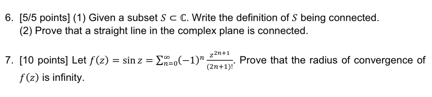 Solved [5/5 ﻿points] (1) ﻿Given a subset SsubC. Write the | Chegg.com