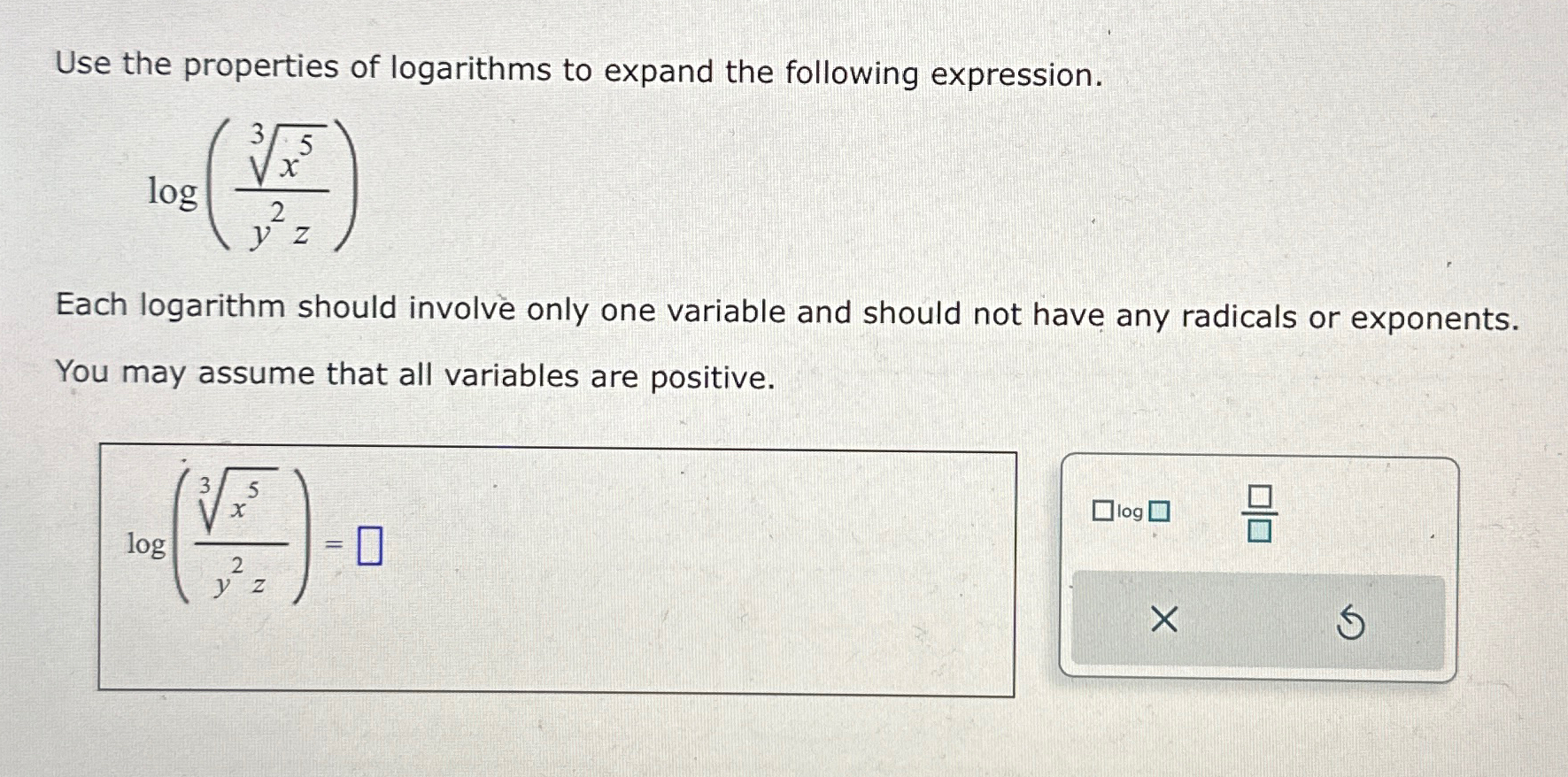 Solved Use the properties of logarithms to expand the | Chegg.com