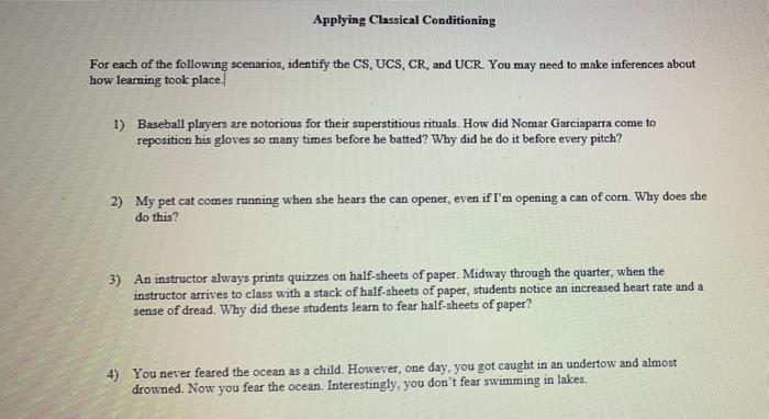 Solved UCS means unconditioned stimulus UCR means | Chegg.com