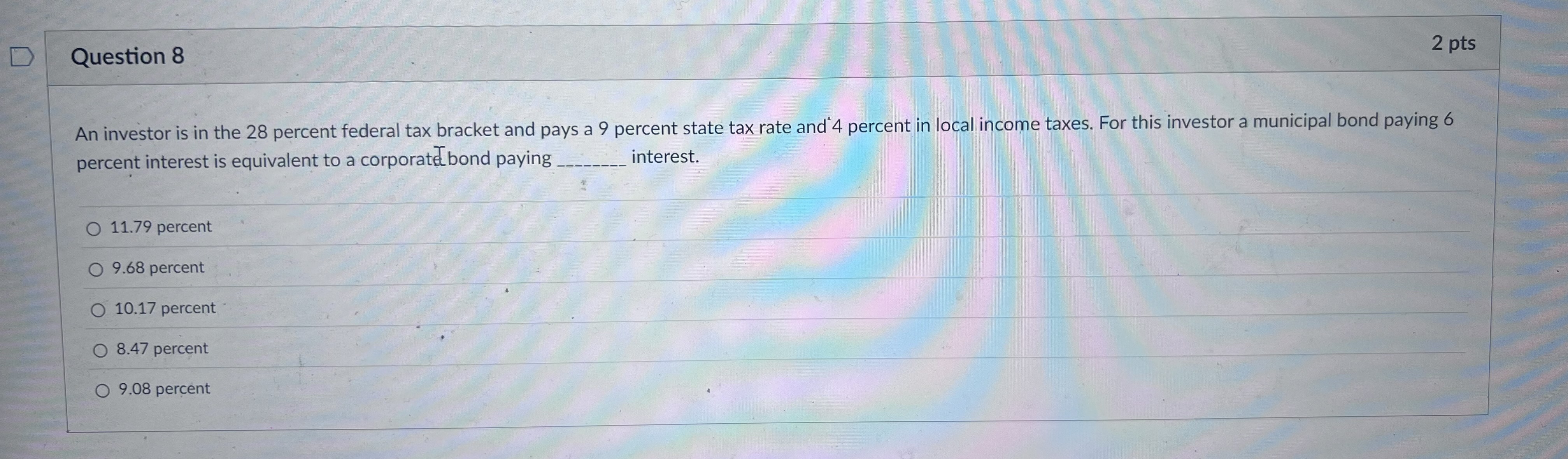 Solved Question 8An investor is in the 28 ﻿percent federal | Chegg.com