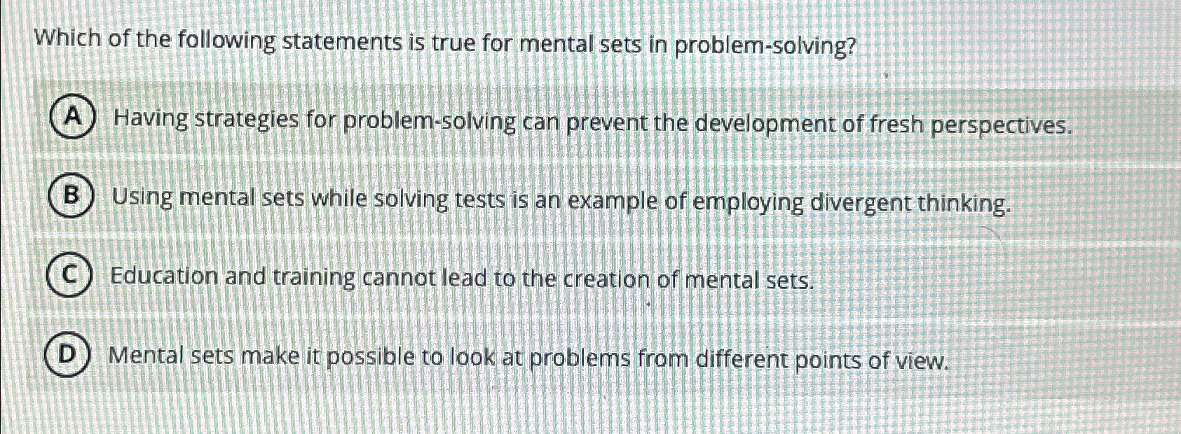 Solved Which of the following statements is true for mental | Chegg.com