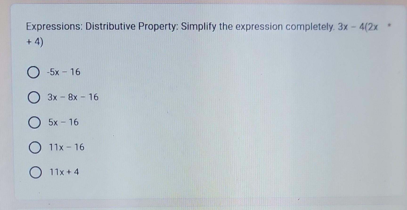 Solved Expressions: Distributive Property: Simplify the | Chegg.com