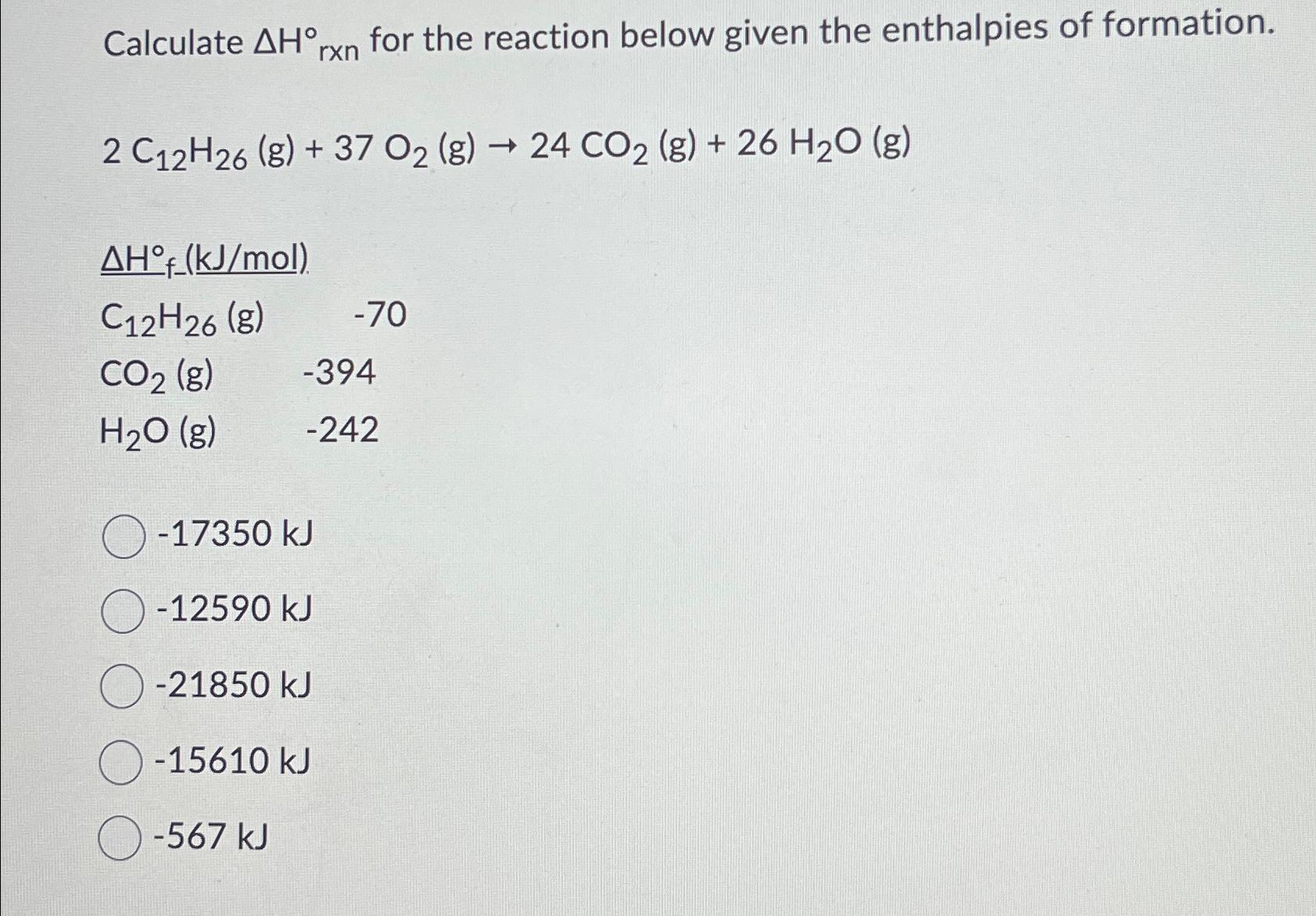 Solved Calculate ΔH°?rxn ﻿for the reaction below given the | Chegg.com