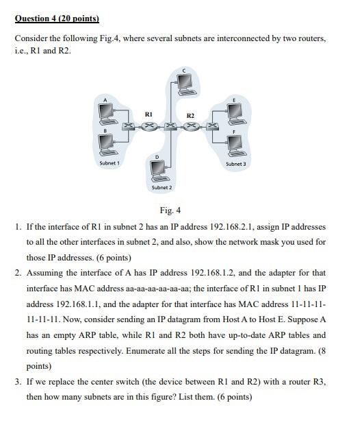 Consider the following Fig.4, where several subnets | Chegg.com