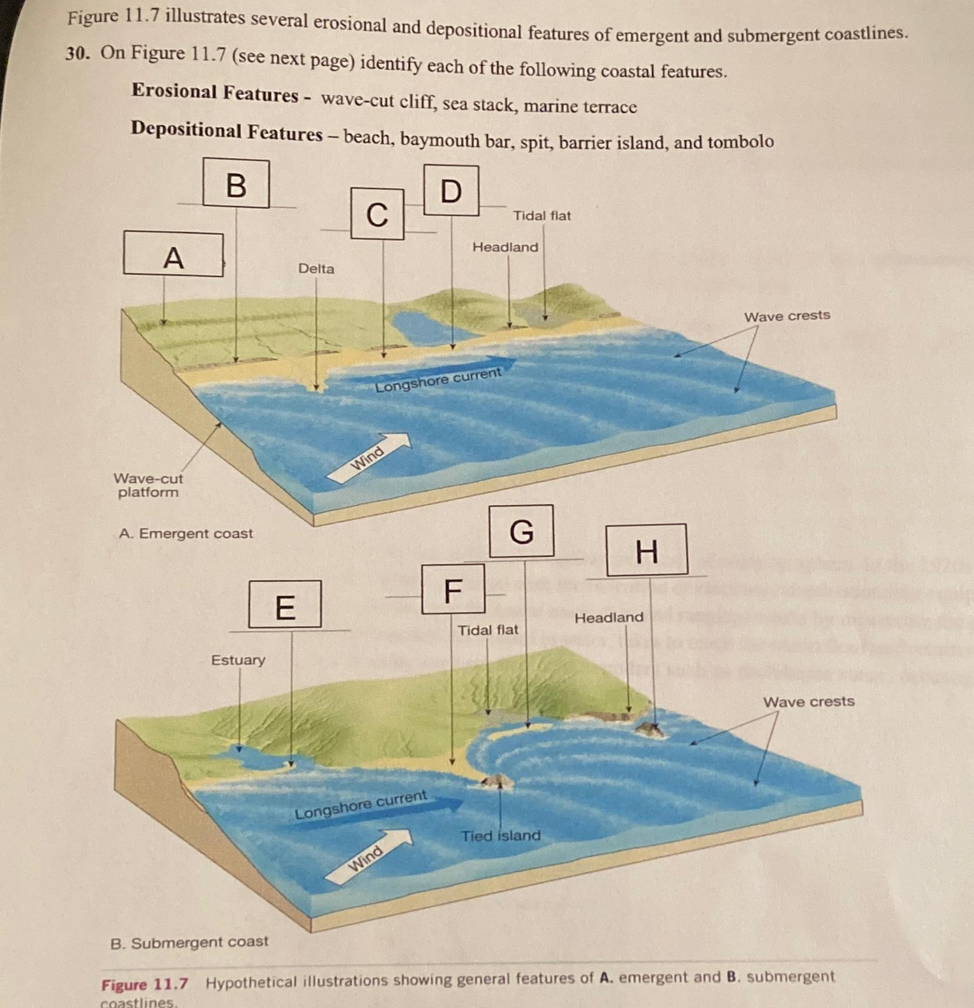 Solved Figure 11.7 ﻿illustrates several erosional and | Chegg.com