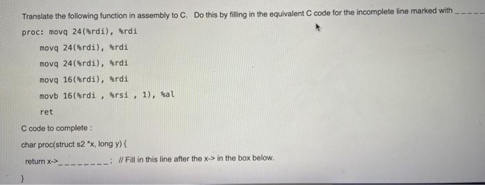 Solved Translate the assembly functions to the C code below: | Chegg.com