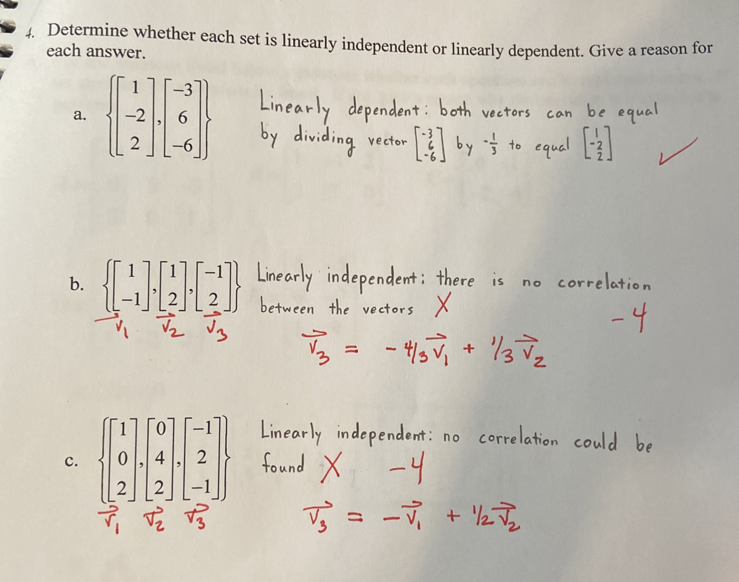 Solved Determine whether each set is linearly independent or | Chegg.com