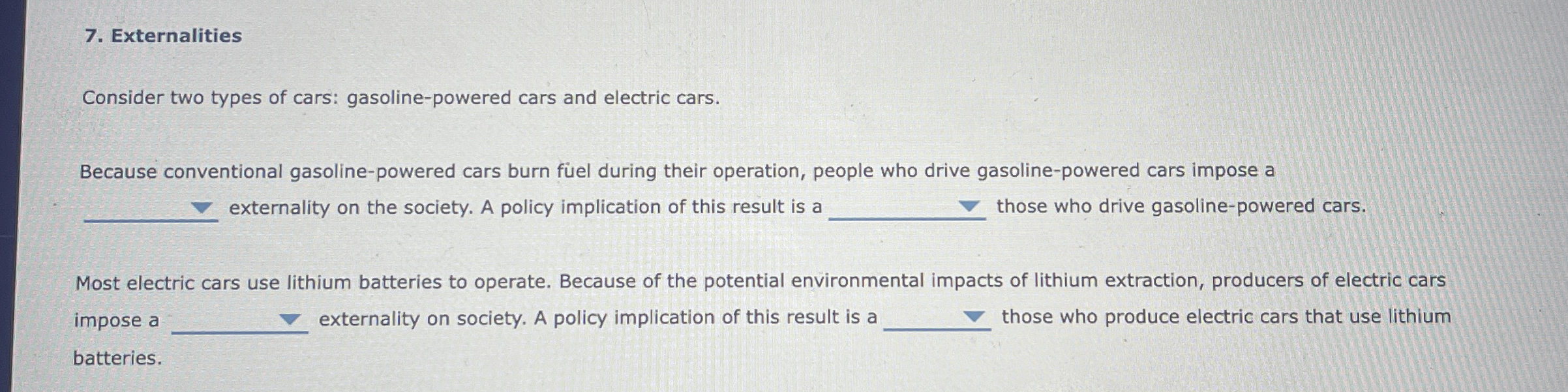 Solved ExternalitiesConsider two types of cars: | Chegg.com